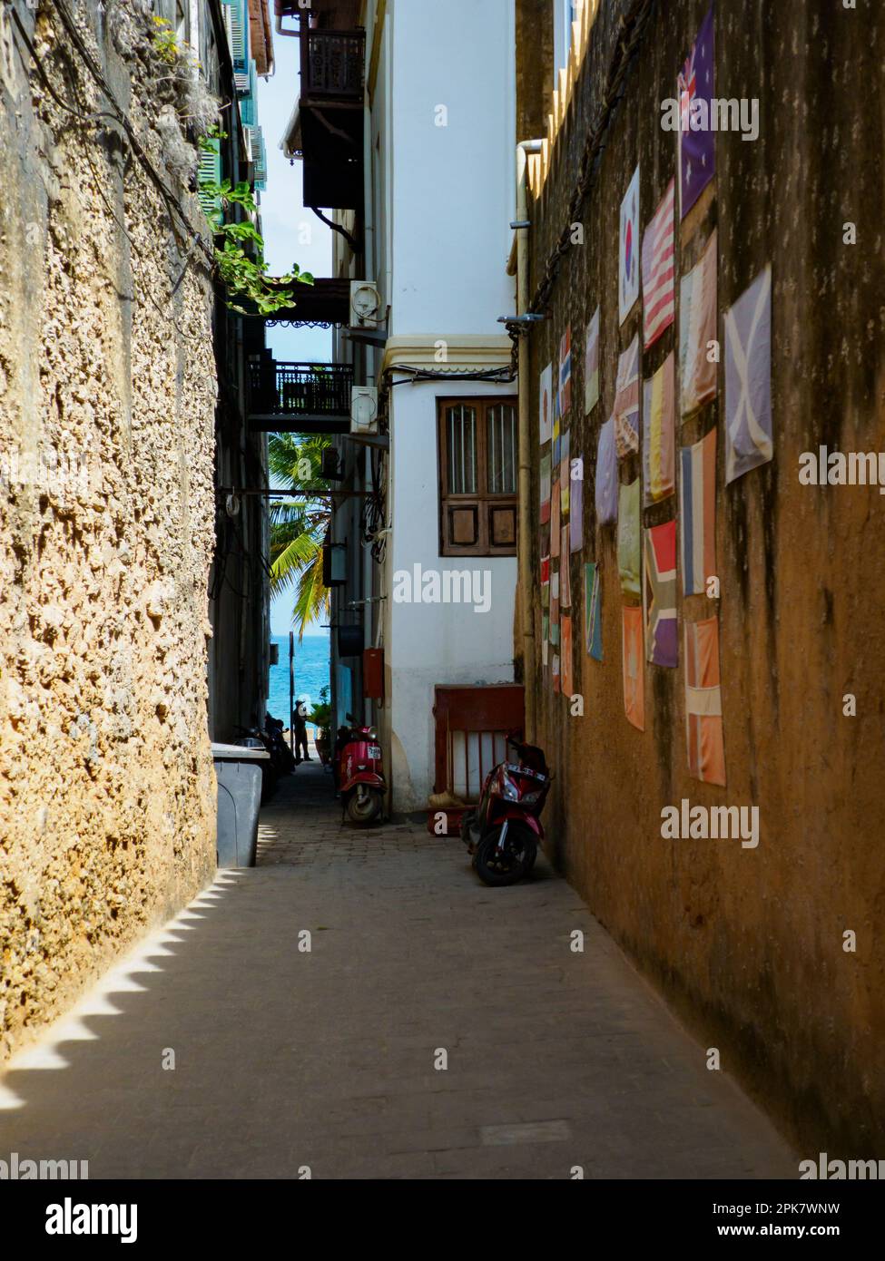 Stone Town, Zanzibar - Feb. 2021: Narrow streets of town also known as ...
