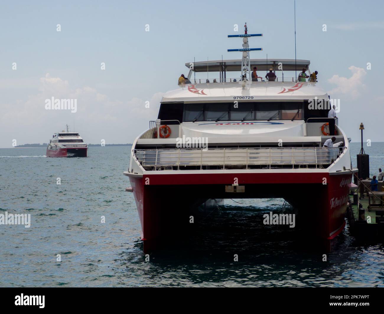 Stone Town, Zanzibar - January 2021: Passenger ferries running from the ...