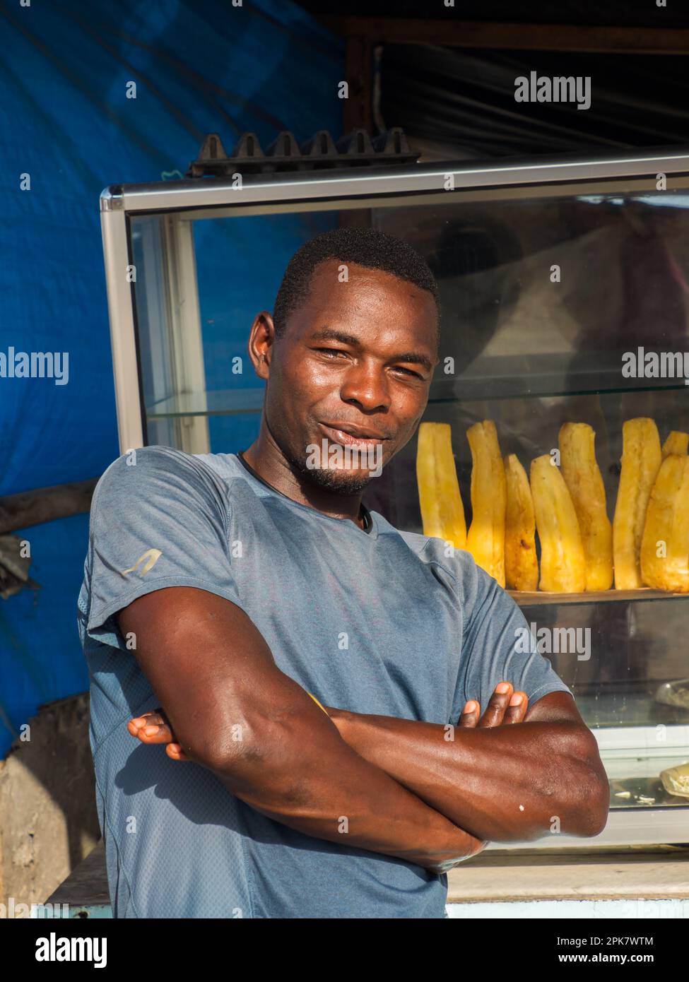 Dar Es Salaam, Tanzania - Jan, 2021: Portrait of a African young happy ...