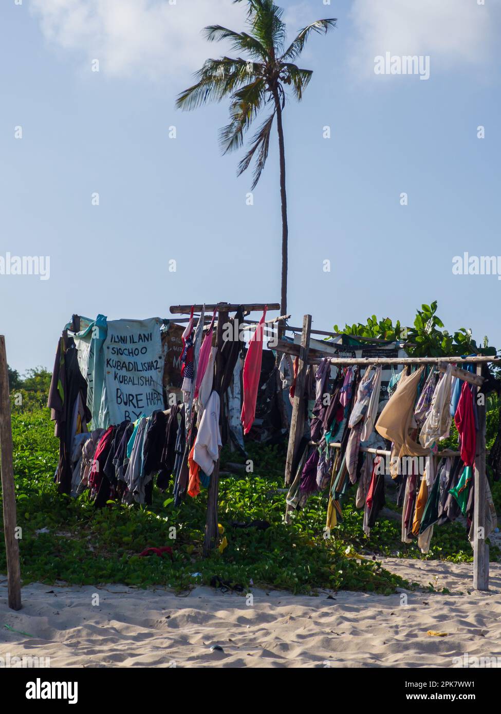 Dar es Salaam, Tanzania - January 2021: Used clothes racks on Coco ...