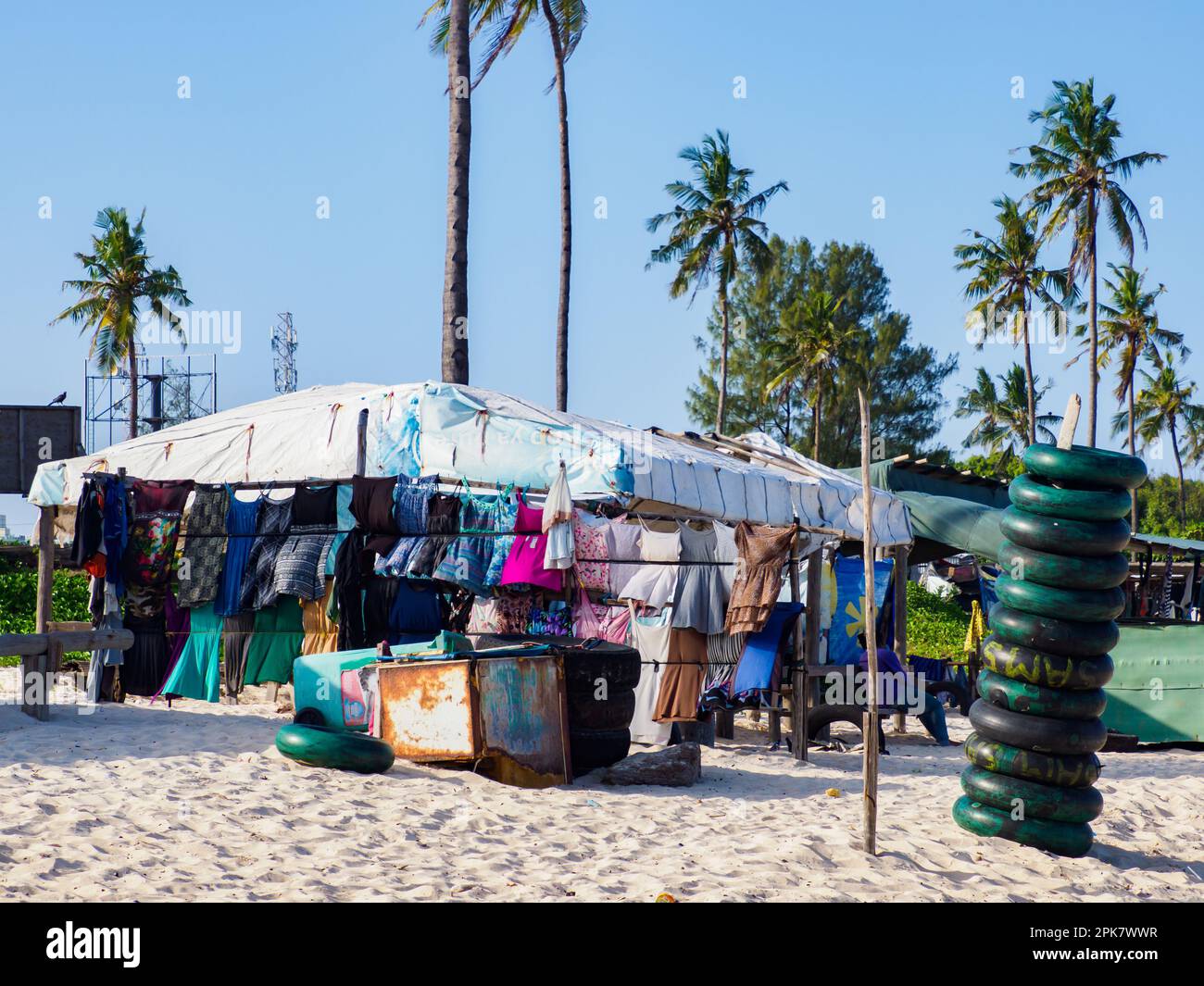 Dar es Salaam, Tanzania - January 2021: Used clothes racks on Coco ...