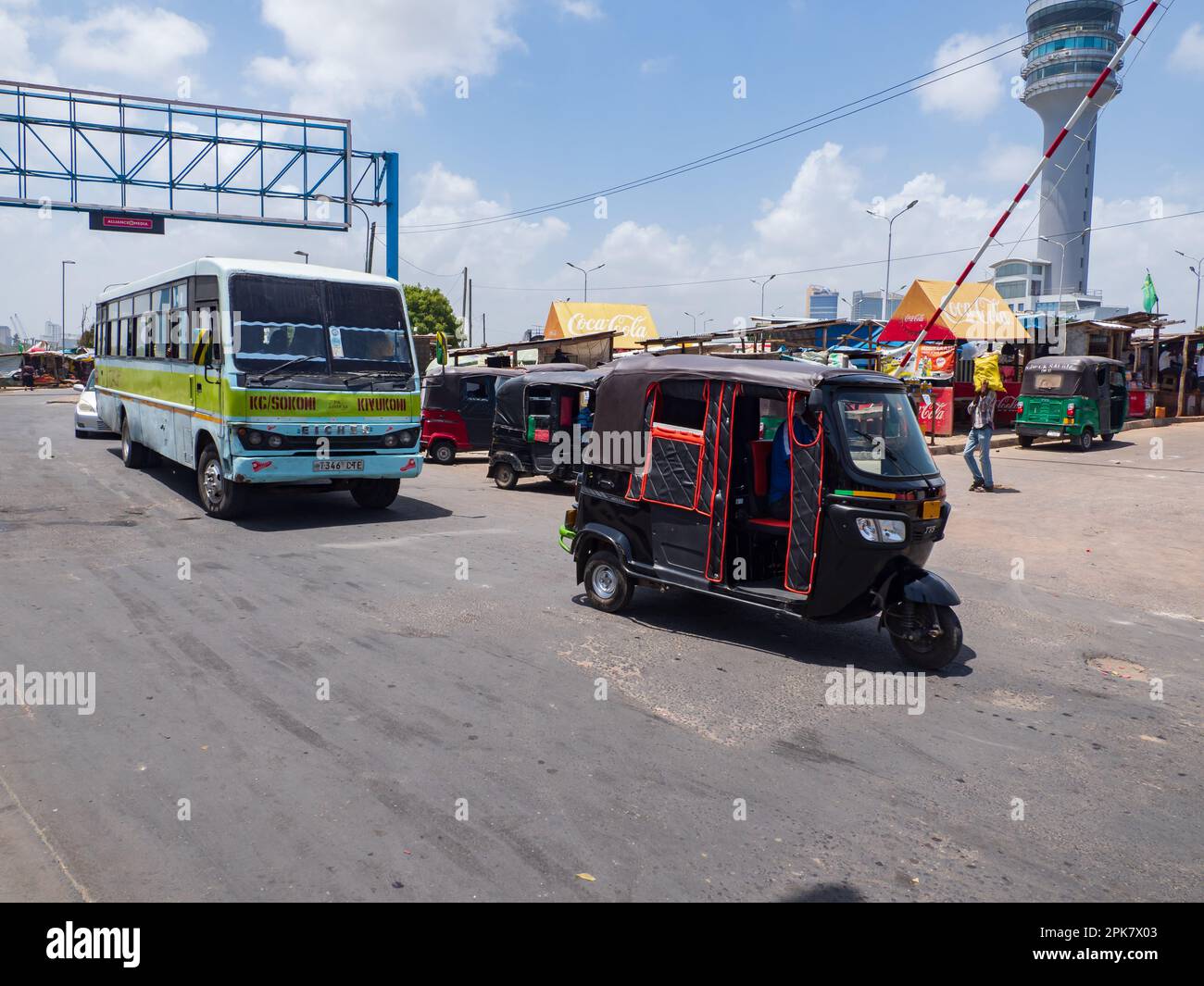 Dar es Salaam, Tanzania - January 2021: Buses on the street of Africa ...