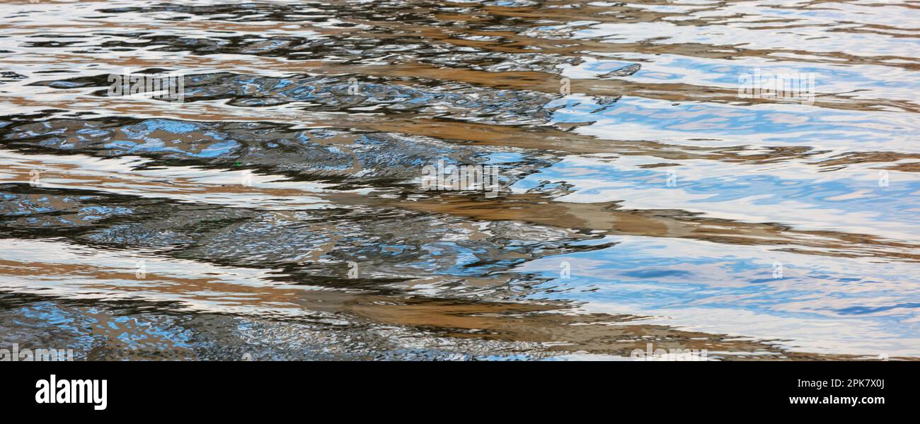 River water surface details, reflections and abstracts, ripples and ...