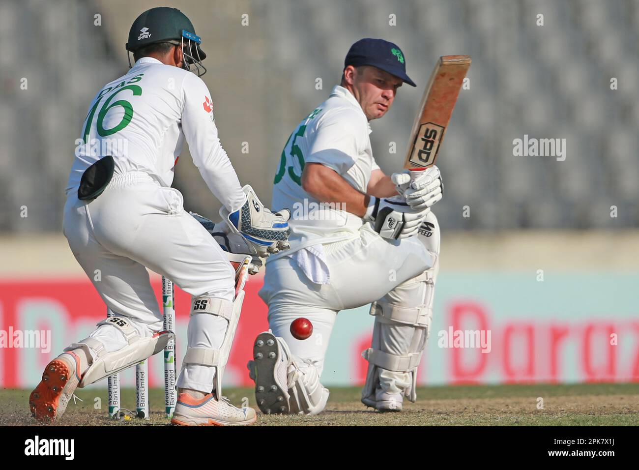 Andrew McBrine bats during the third day of the alone test match ...