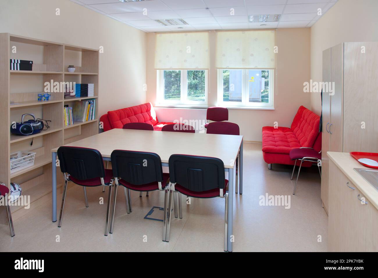 A school staff room or teacher's room, a rest room with sofa and chairs ... A school staff room or teacher's room, a rest room with sofa and chairs ...