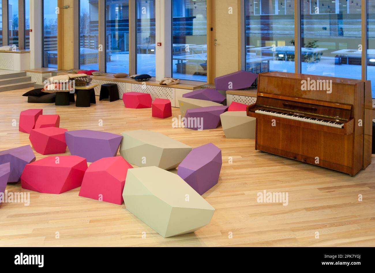 An education building, healthcare college, an open atrium area with ...