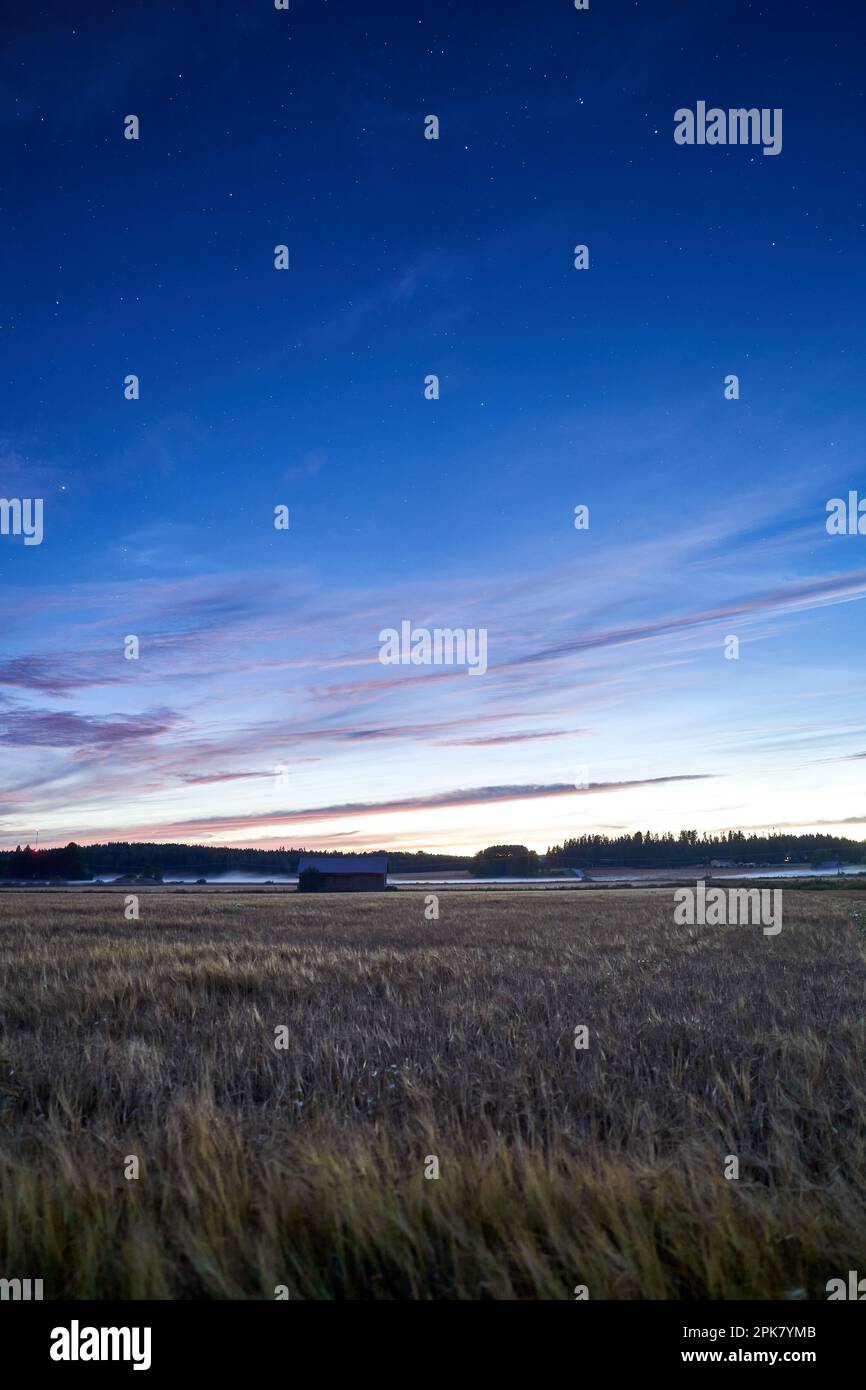 A tranquil night sky with a starlit sky illuminated above a sweeping ...