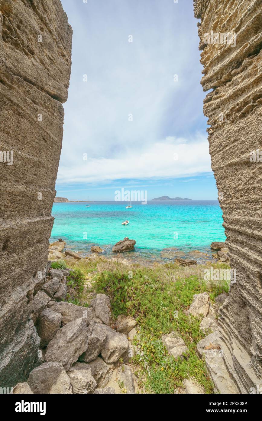 Cala Rossa Beach in favignana. Egadi islands. paradise clear torquoise ...