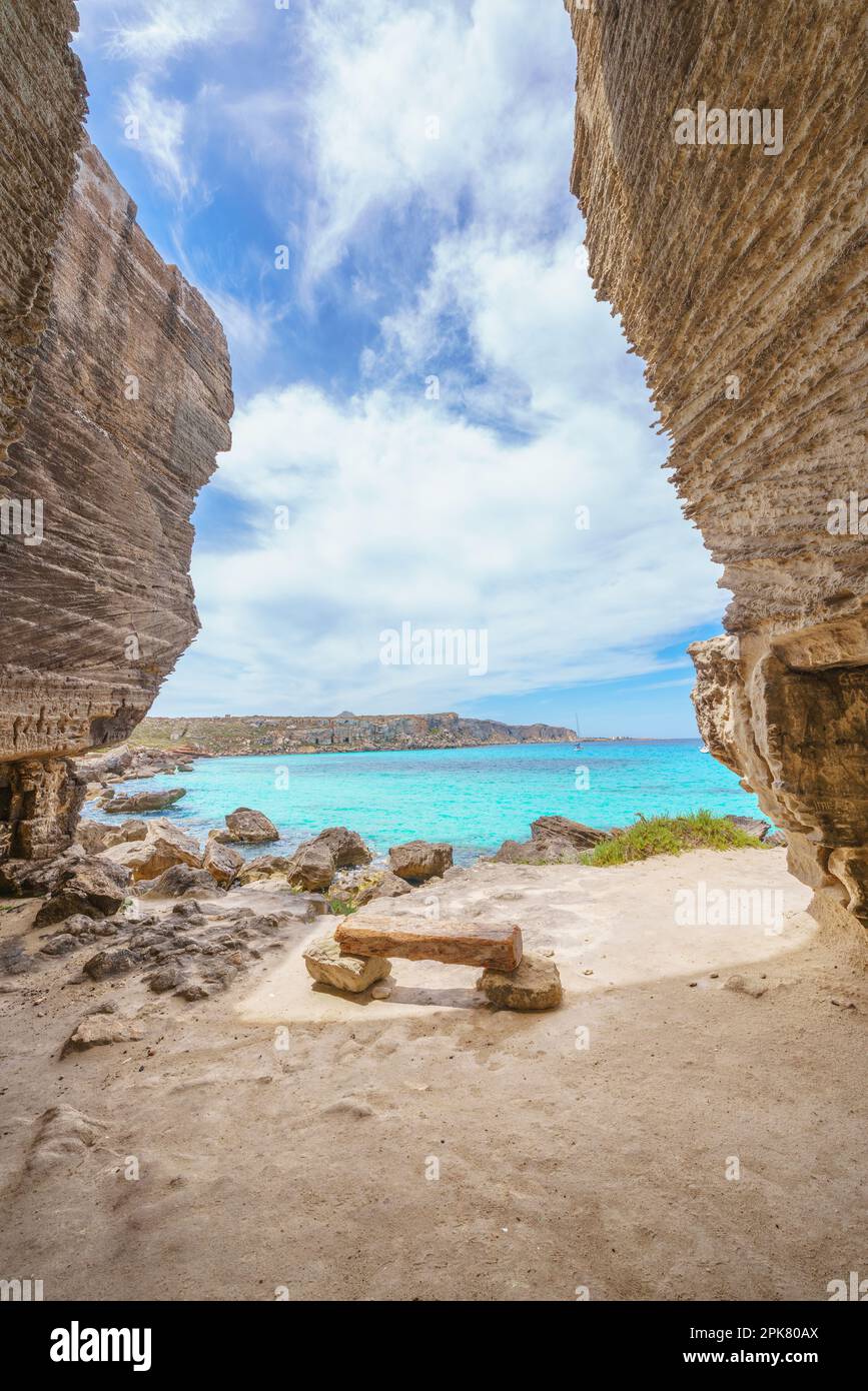 Cala Rossa Beach in favignana. Egadi islands. paradise clear torquoise ...