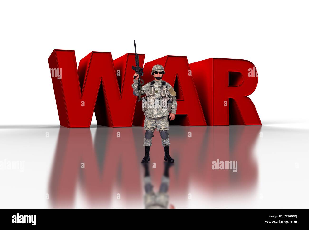 us soldier with assault rifle and 3d text war Stock Photo - Alamy