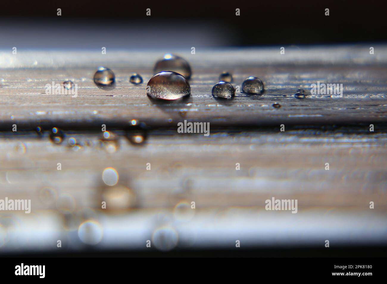 Hydrophobic surface of impregnated wood with water drops Stock Photo ...