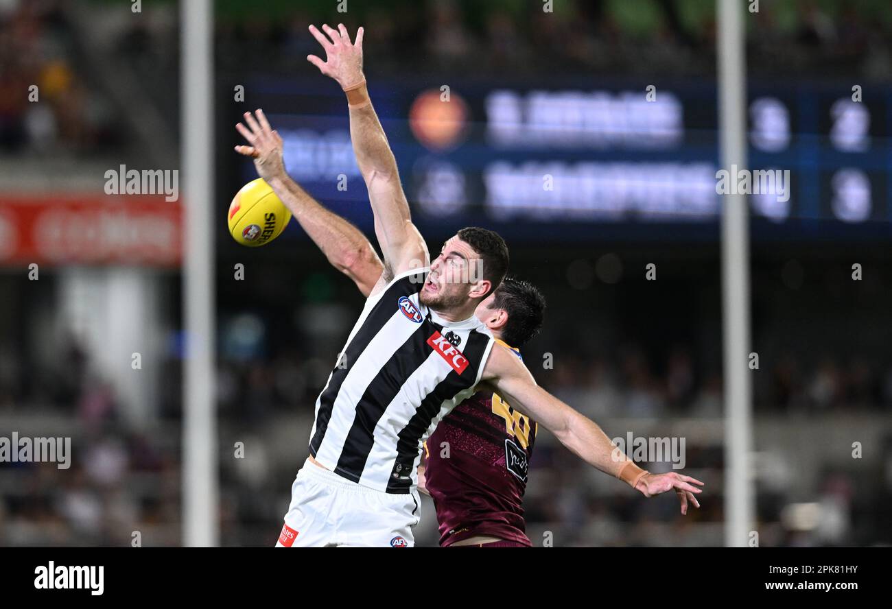 Daniel McStay of the Magpies in action during the AFL Round 4 match ...