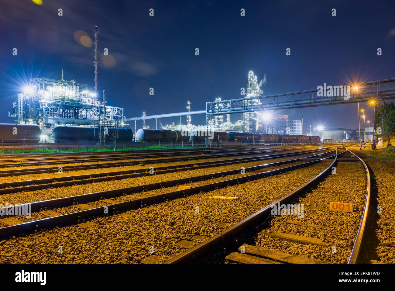 View on railroad tracks and freight trains in the harbour of Antwerp ...