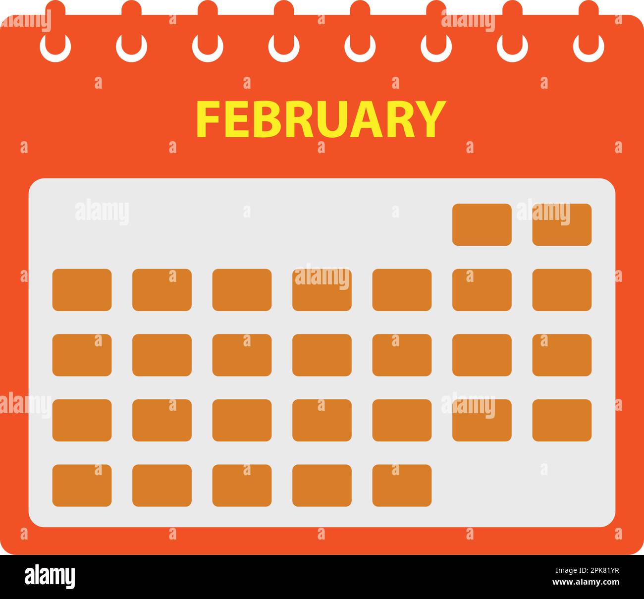 February Calendar Icon Set. Flat style vector EPS Stock Vector Image ...