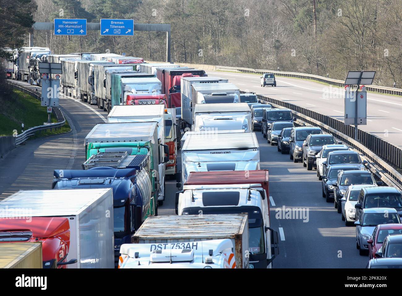 Hamburg, Germany. 06th Apr, 2023. Vehicles are stuck in traffic on the ...