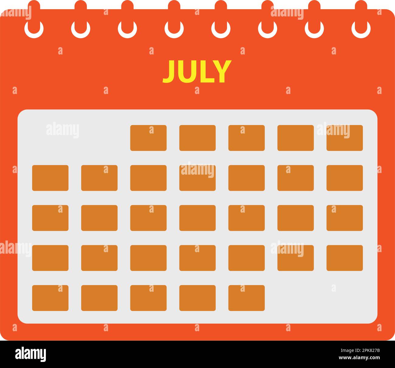 July Calendar Icon Set. Flat style vector EPS Stock Vector Image & Art ...