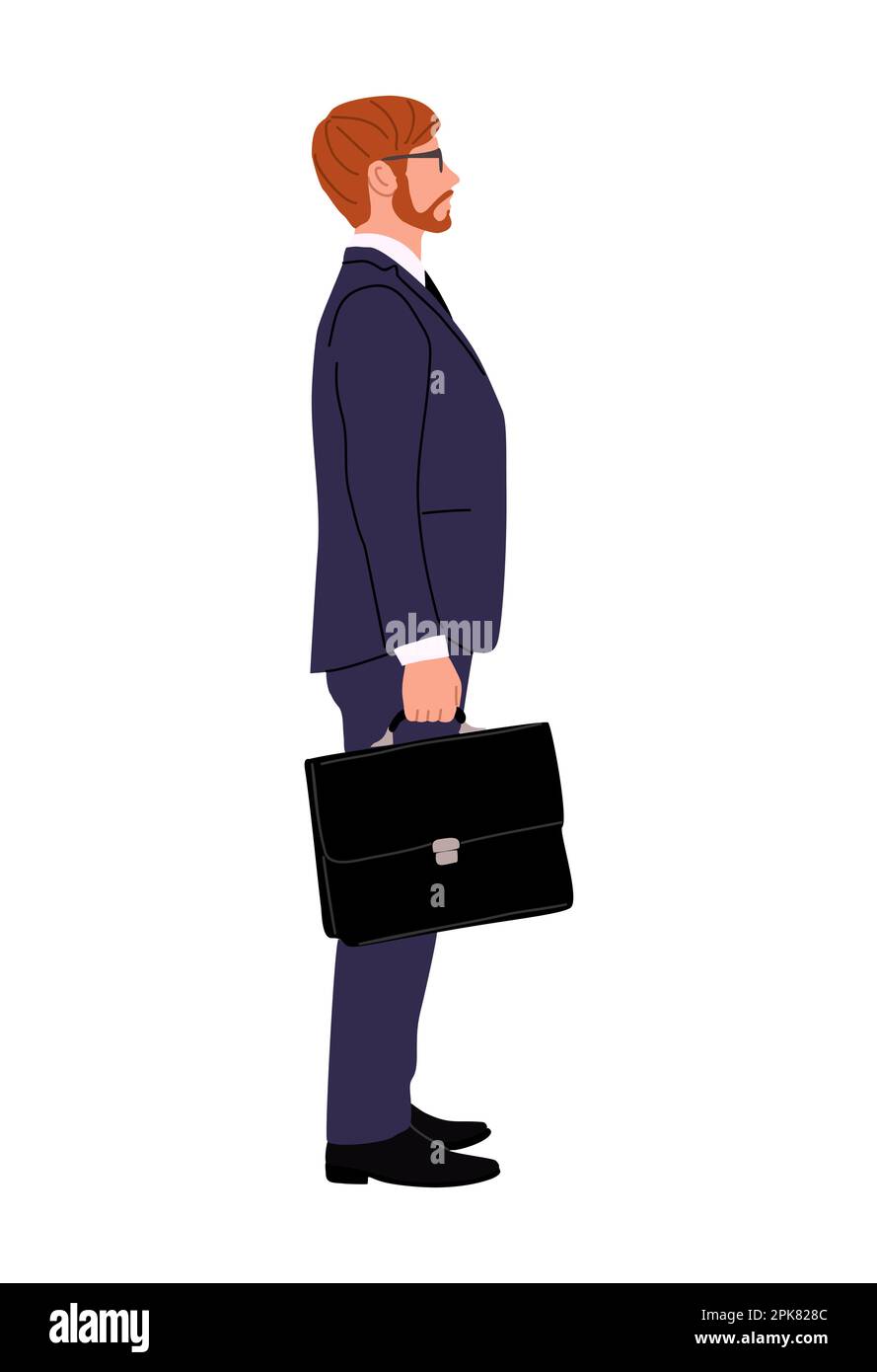 Business man character with briefcase side view Stock Vector Image ...