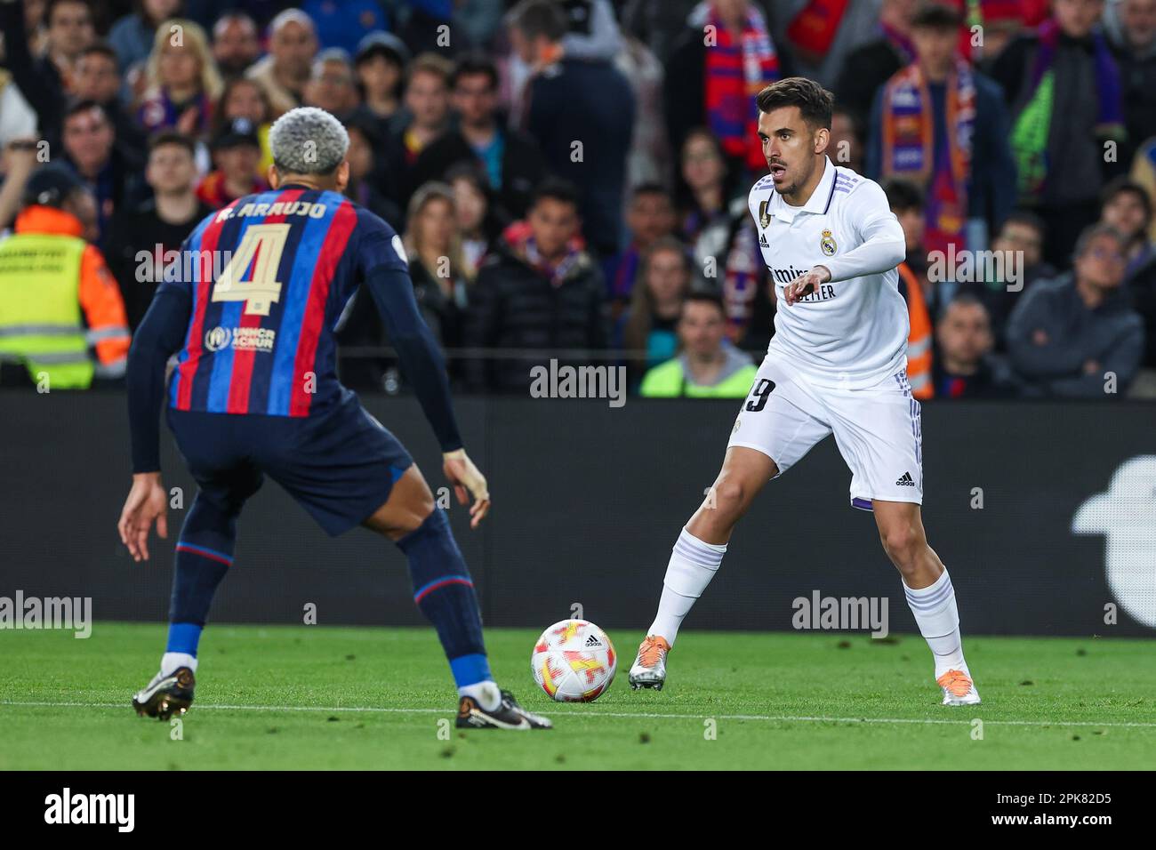 BARCELONA, SPAIN - APRIL 5: Dani Ceballos of Real Madrid in action ...