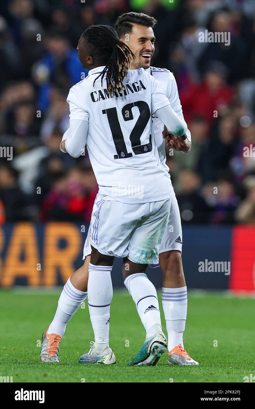 BARCELONA, SPAIN - APRIL 5: Dani Ceballos of Real Madrid celebrates ...