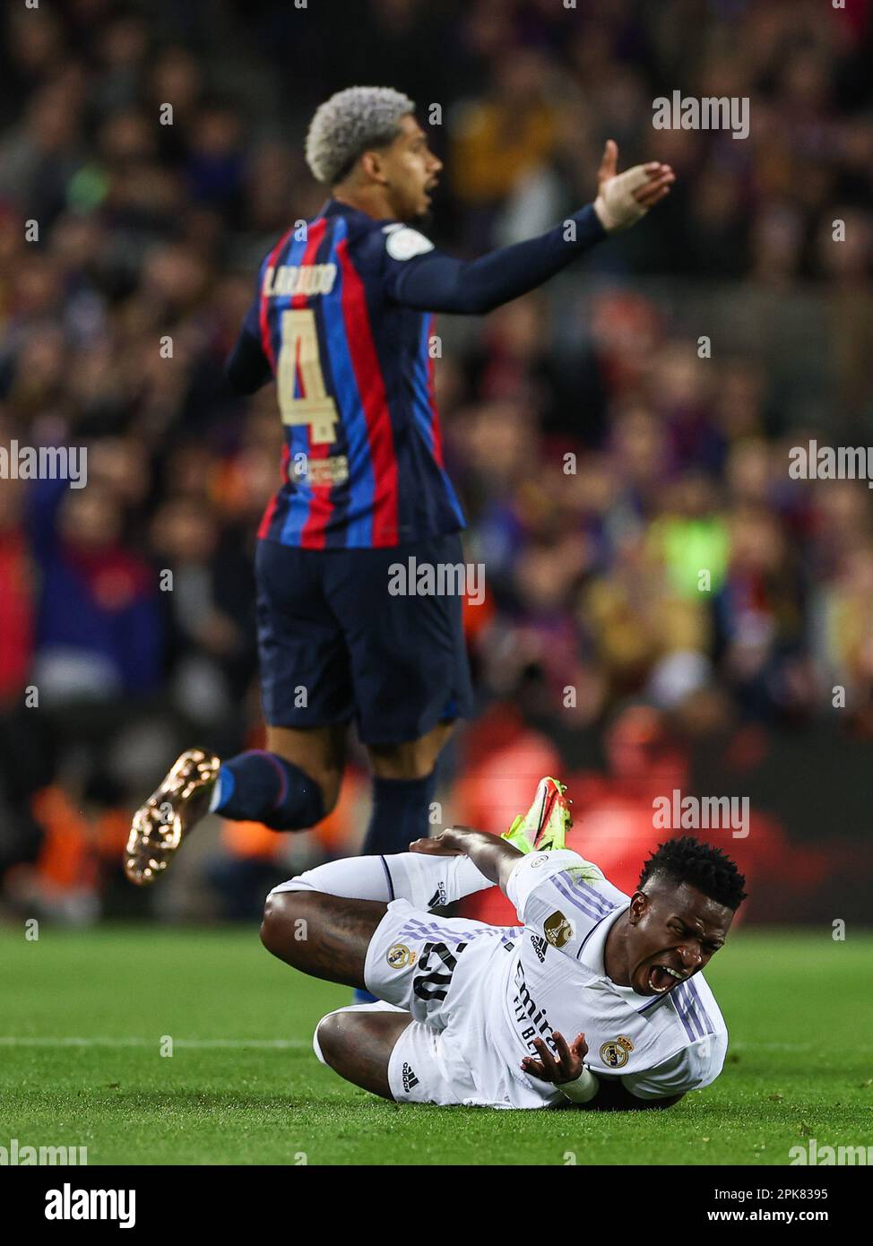 BARCELONA, SPAIN - APRIL 5: Vinicius Junior of Real Madrid in action ...