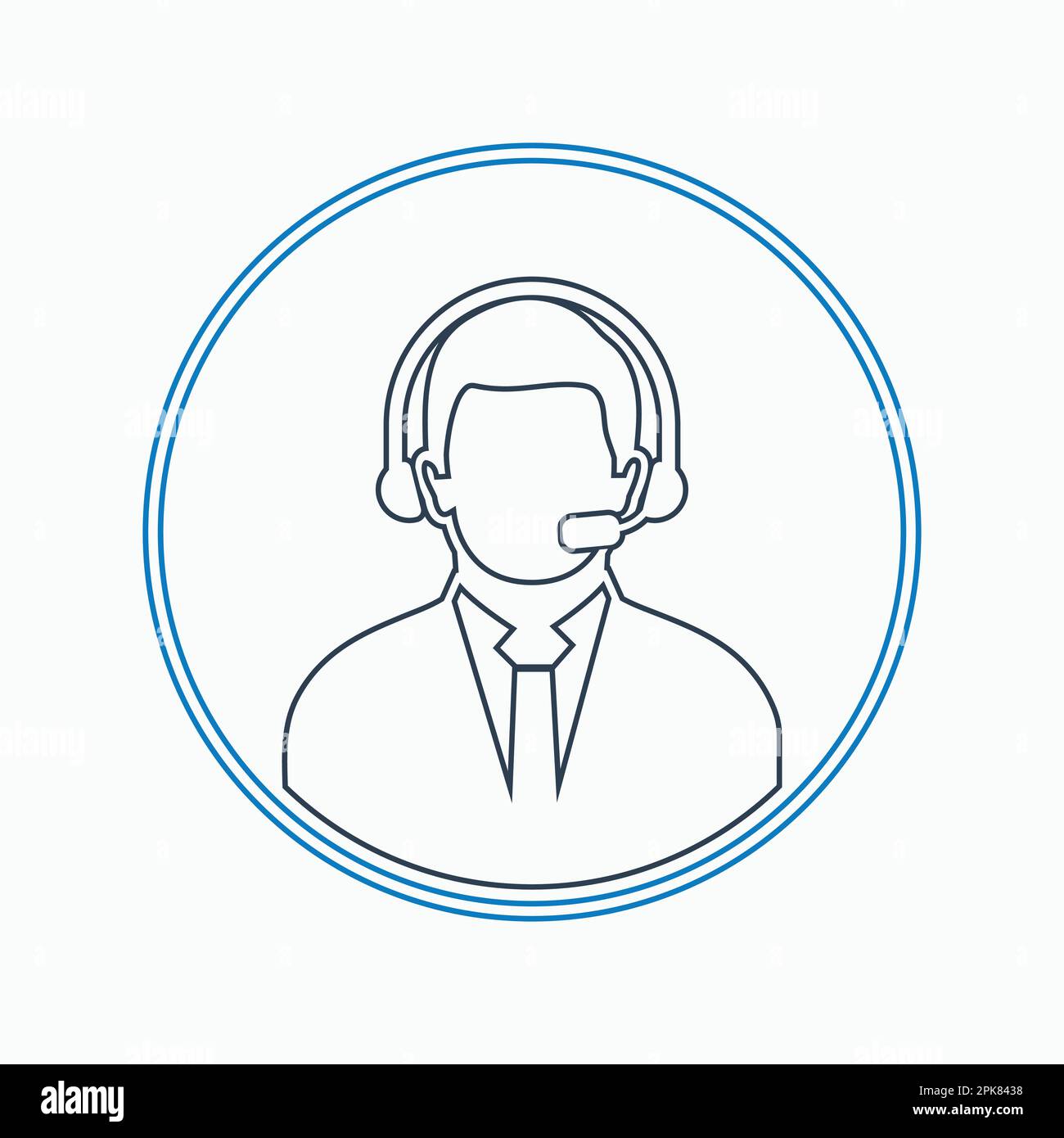 Call centre operator icon with headphone symbol. Line style vector EPS ...