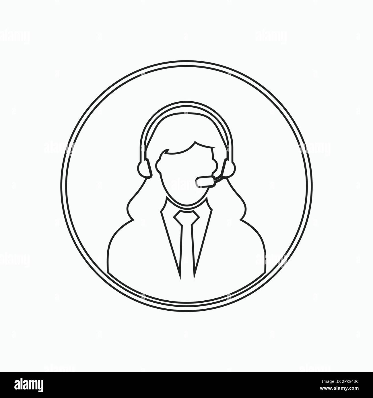Call centre operator icon with headphone symbol. Line style vector EPS ...
