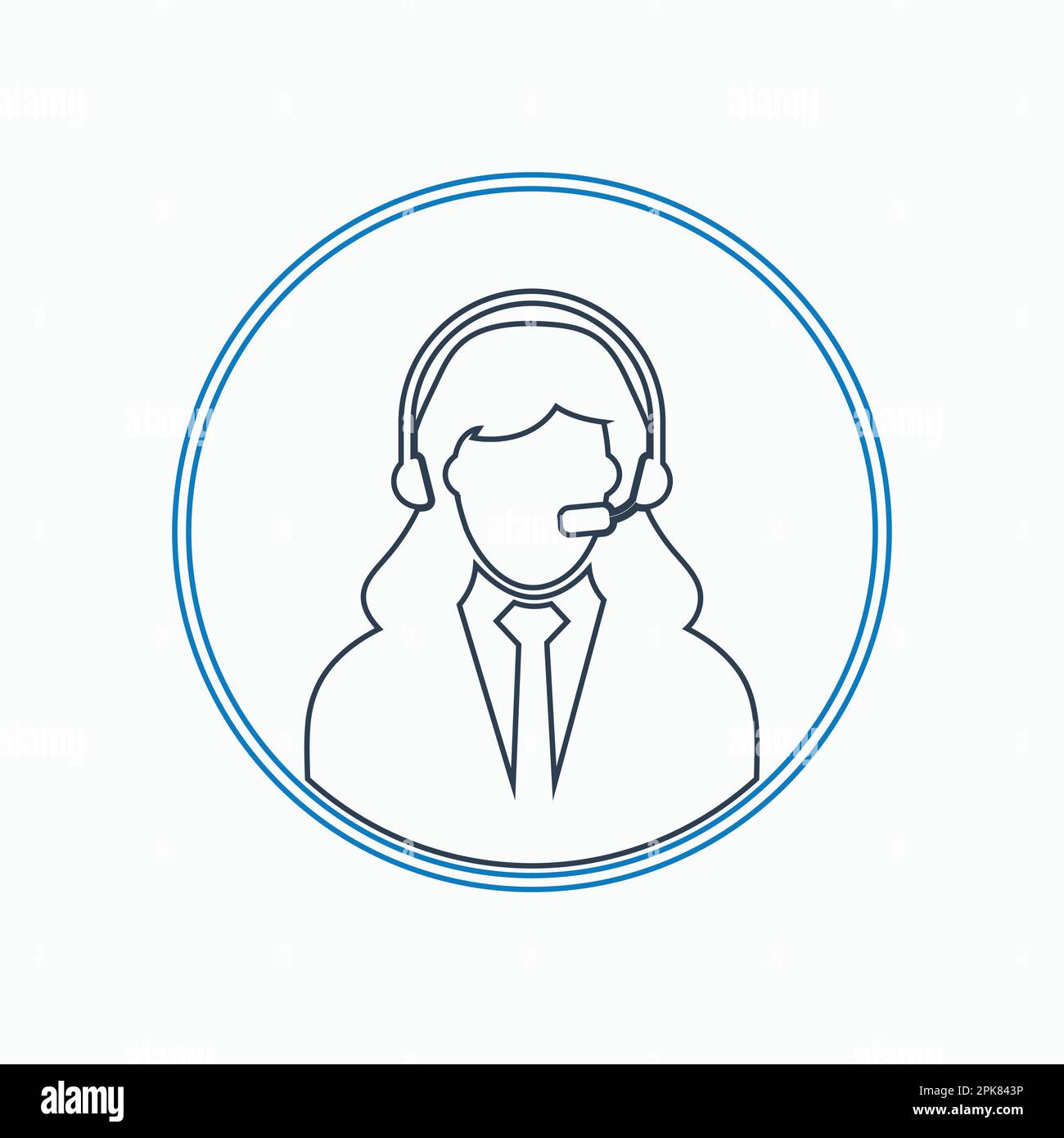 Call centre operator icon with headphone symbol. Line style vector EPS ...
