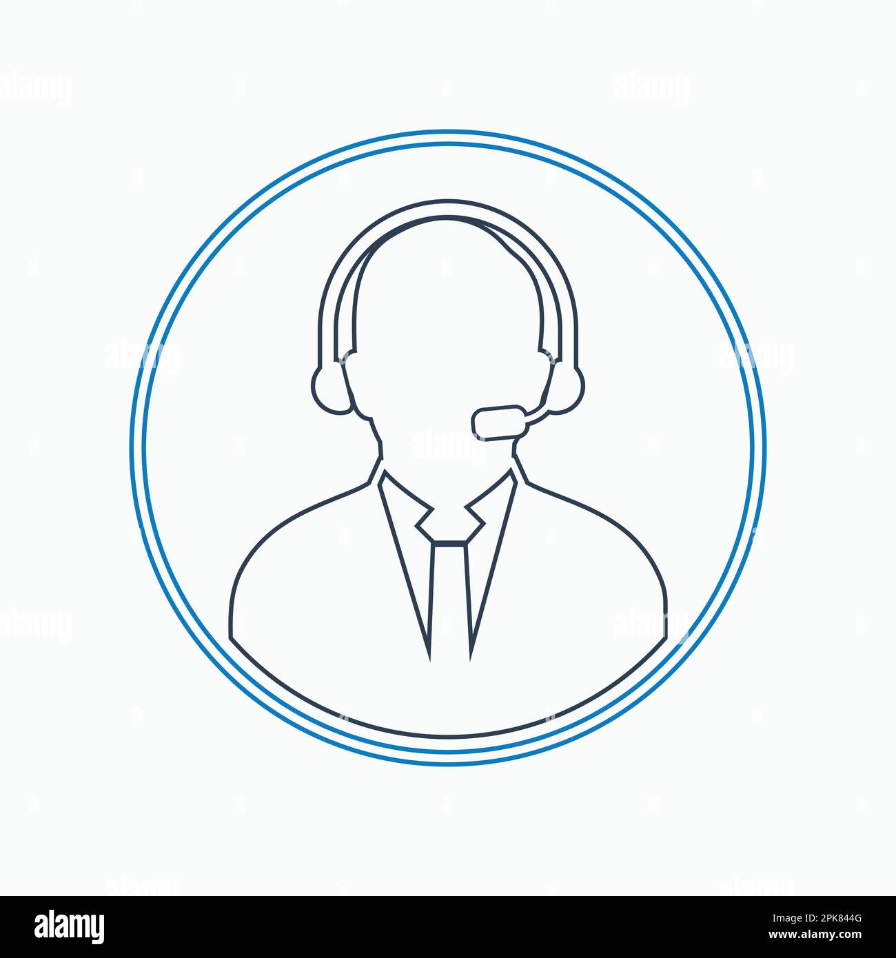 Call centre operator icon with headphone symbol. Line style vector EPS ...