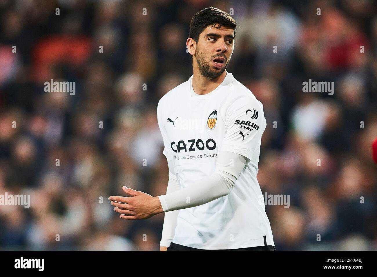 Cenk Ozkacar (Valencia CF, #15) looks on during the LaLiga Santander ...