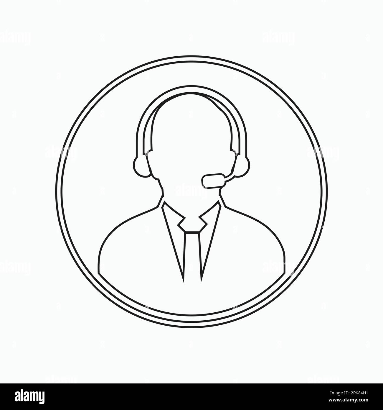 Call centre operator icon with headphone symbol. Line style vector EPS ...