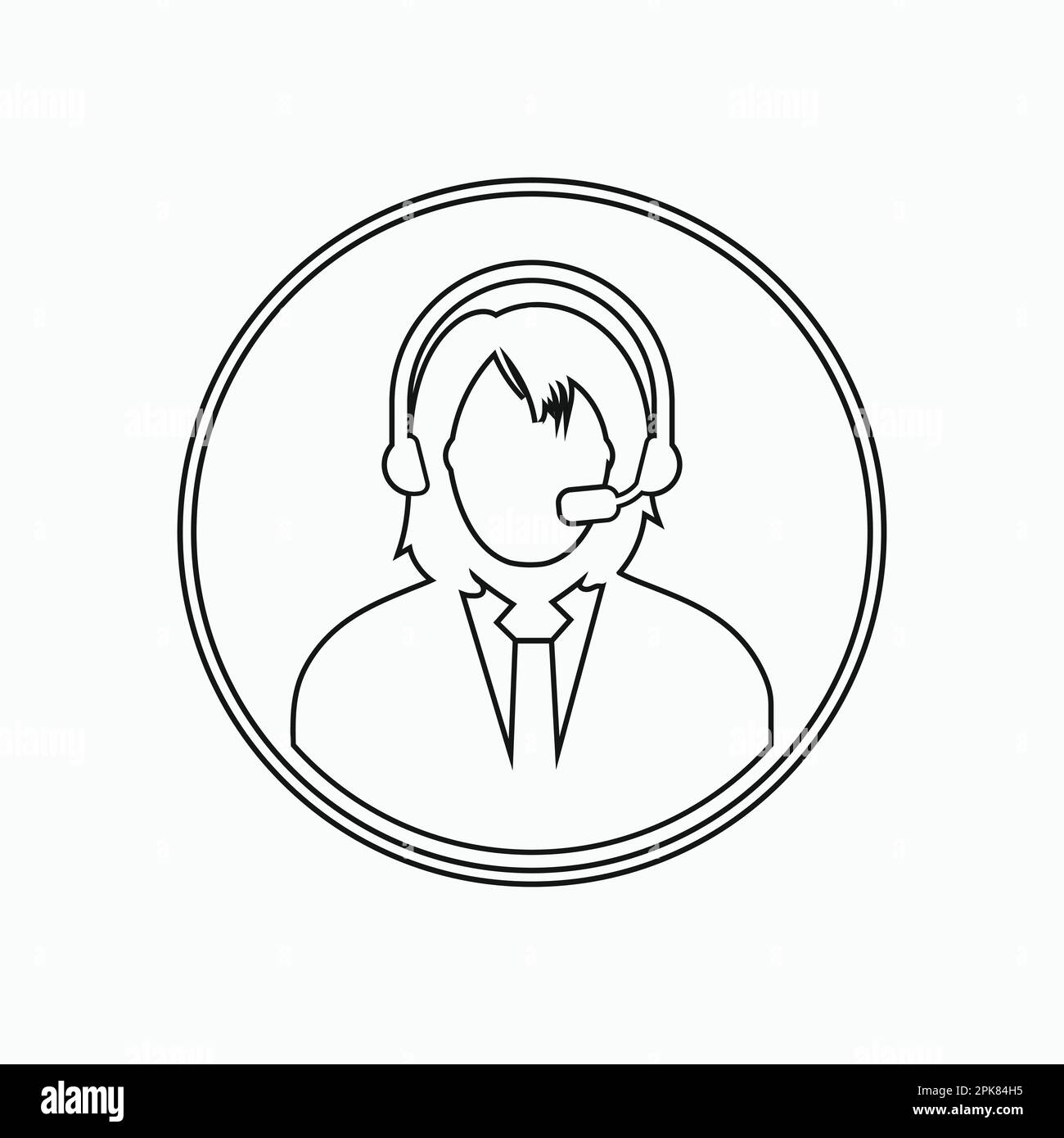 Call centre operator icon with headphone symbol. Line style vector EPS ...