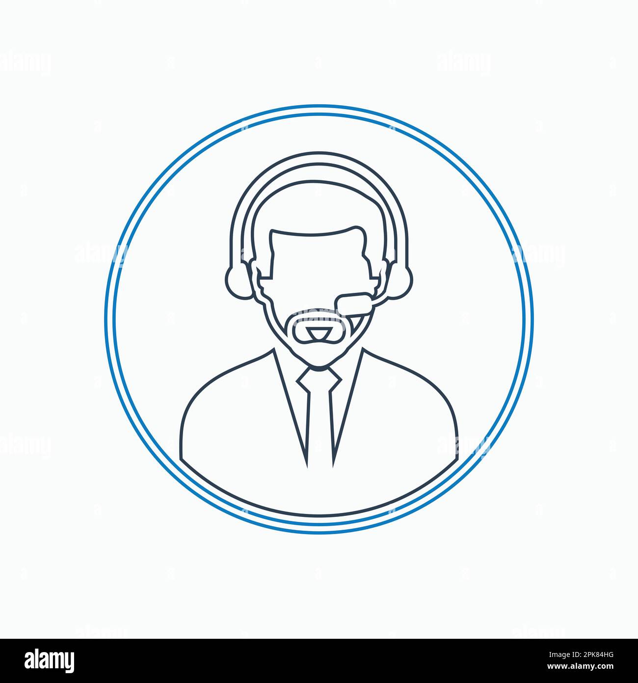 Call centre operator icon with headphone symbol. Line style vector EPS ...