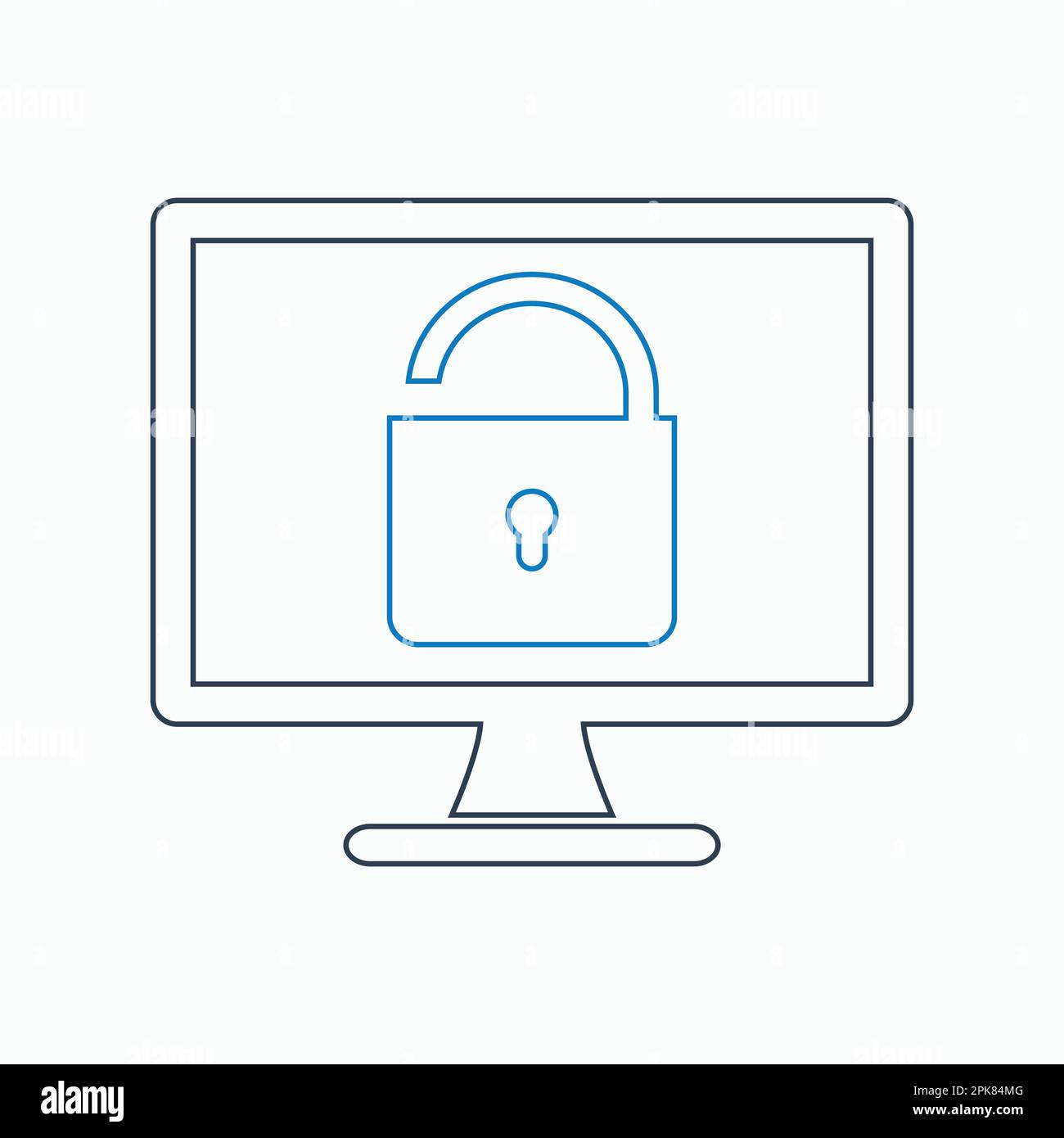 Insecure computer protection icon. Line style vector EPS Stock Vector ...