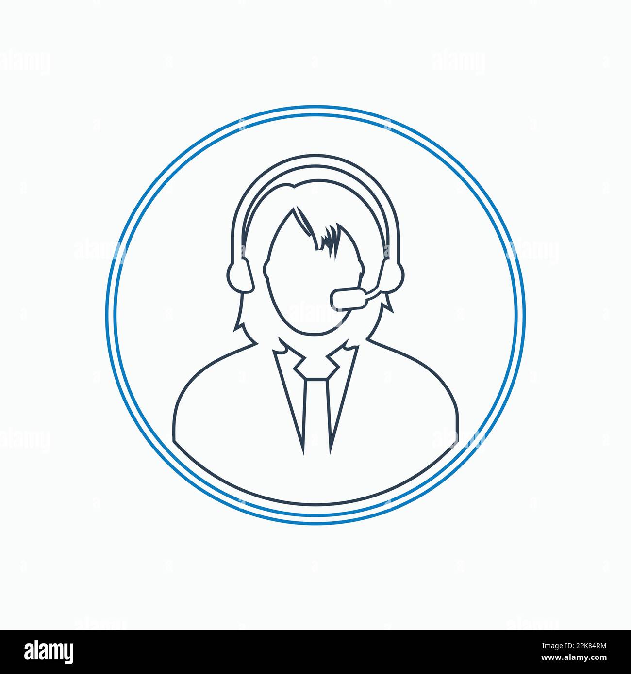 Call centre operator icon with headphone symbol. Line style vector EPS ...