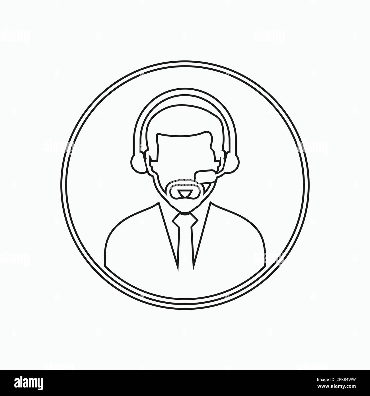 Call centre operator icon with headphone symbol. Line style vector EPS ...