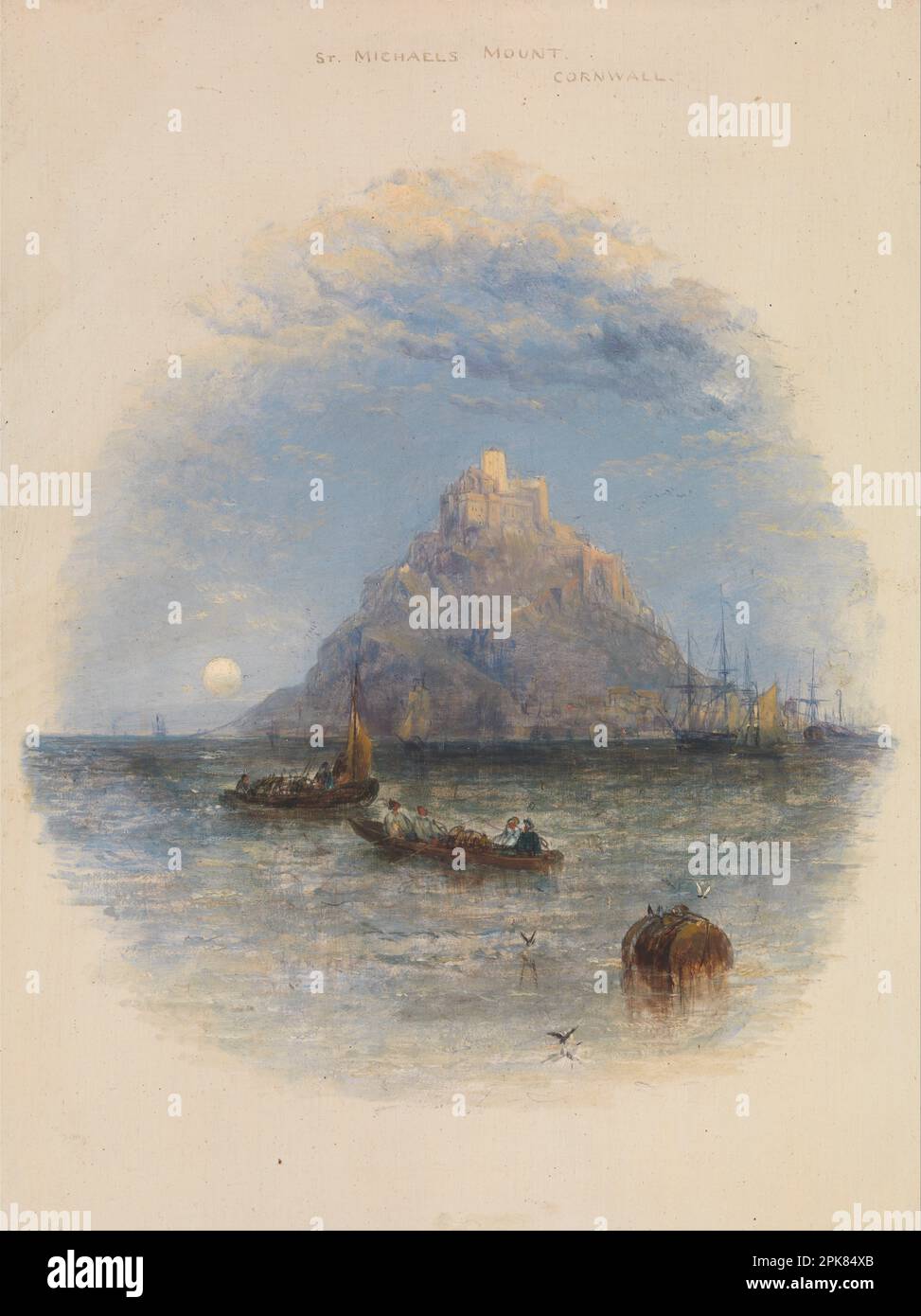 St. Michael's Mount, Cornwall circa 1838 by Thomas Creswick Stock Photo ...