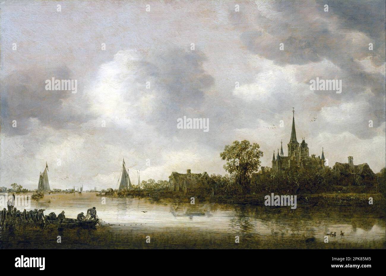River Landscape with a Church in the Distance 1644 by Jan van Goyen ...