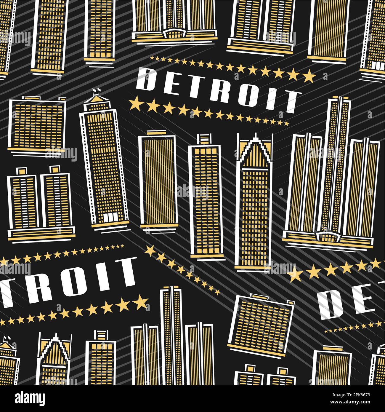 Vector Detroit Seamless Pattern, square repeat background with ...