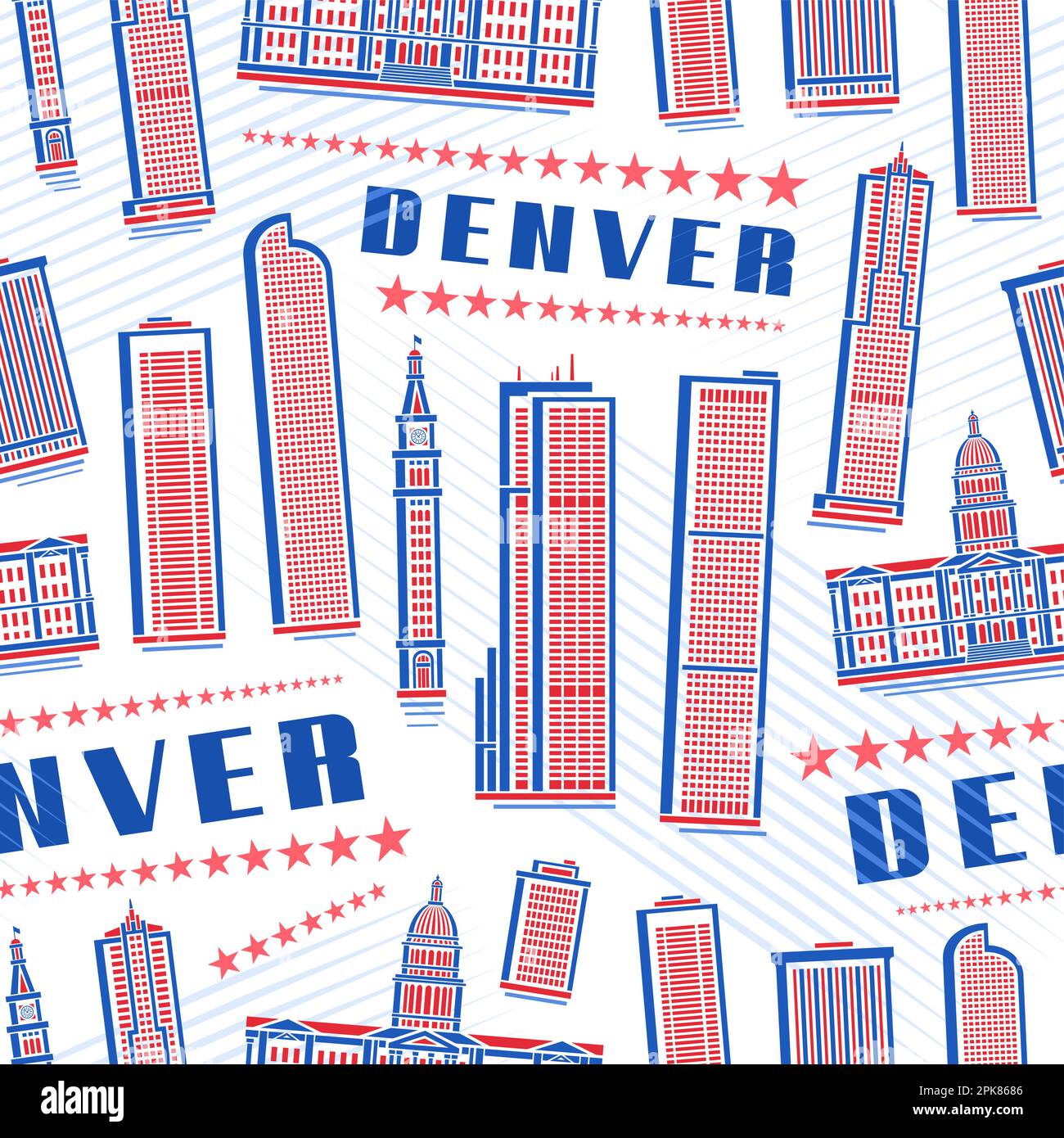 Vector Denver Seamless Pattern, repeating background with illustration ...