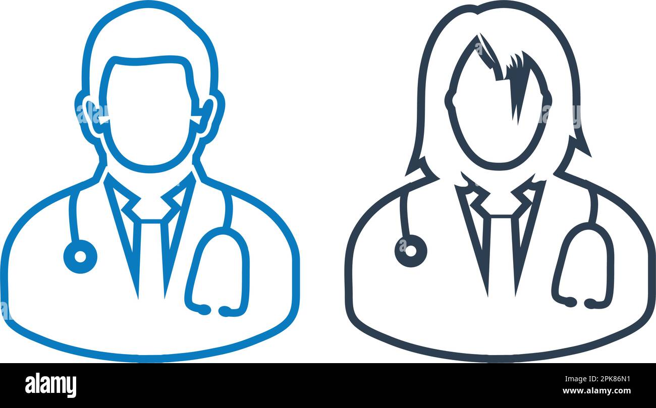 Male and Female doctor line icon. Editable vector EPS Stock Vector ...