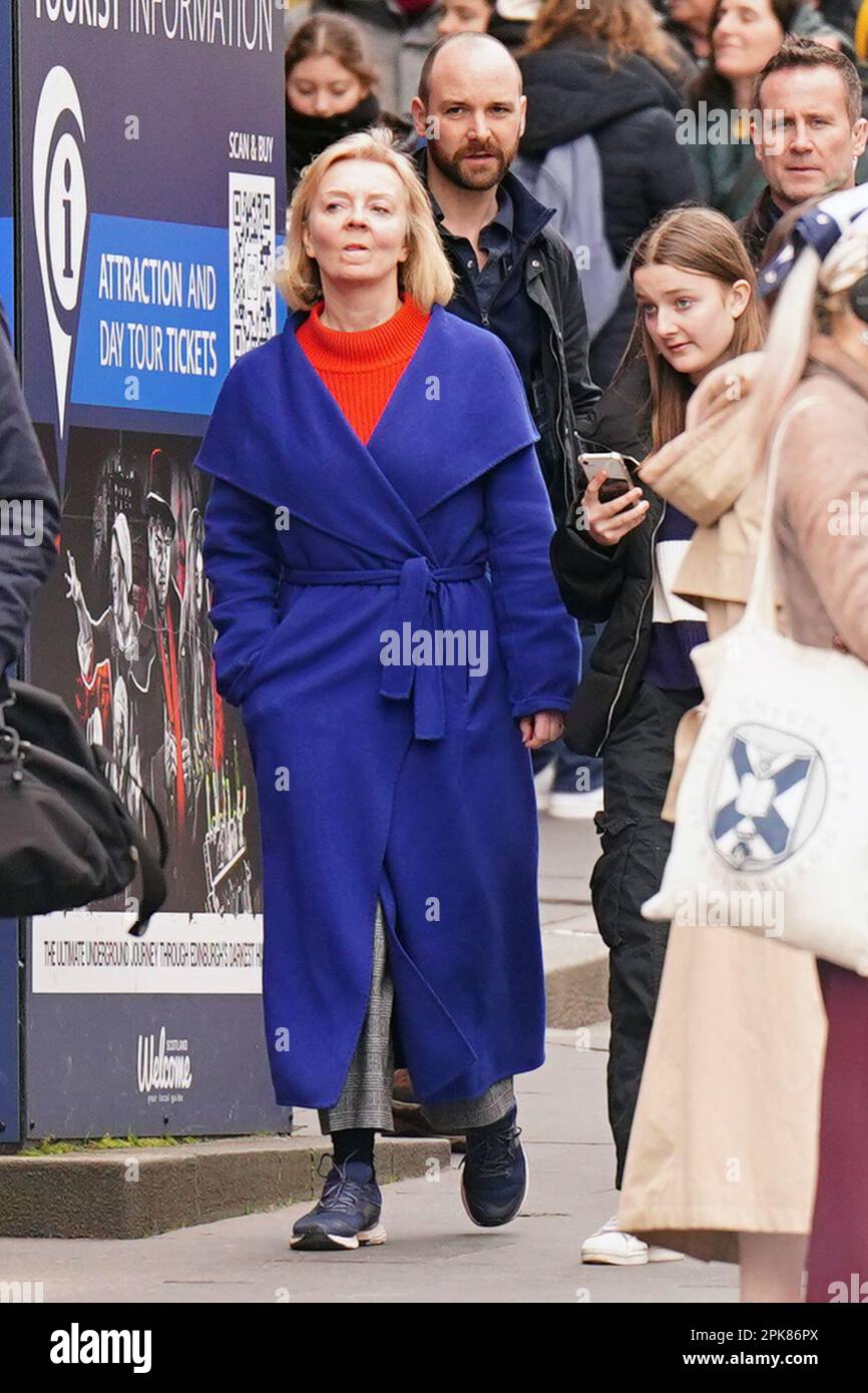 Former Prime Minister Liz Truss seen walking down the Royal Mile in ...