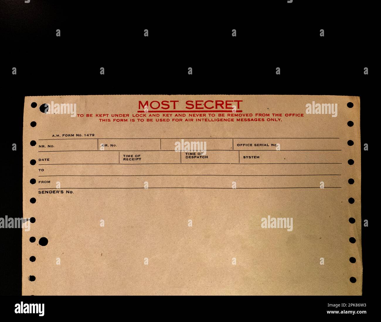 'Most Secret' document header at The intelligence factory at Bletchley ...