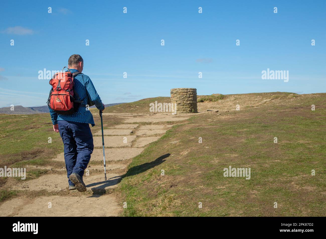 Man walking towards the summit of Lose Hill above Hope in the ...