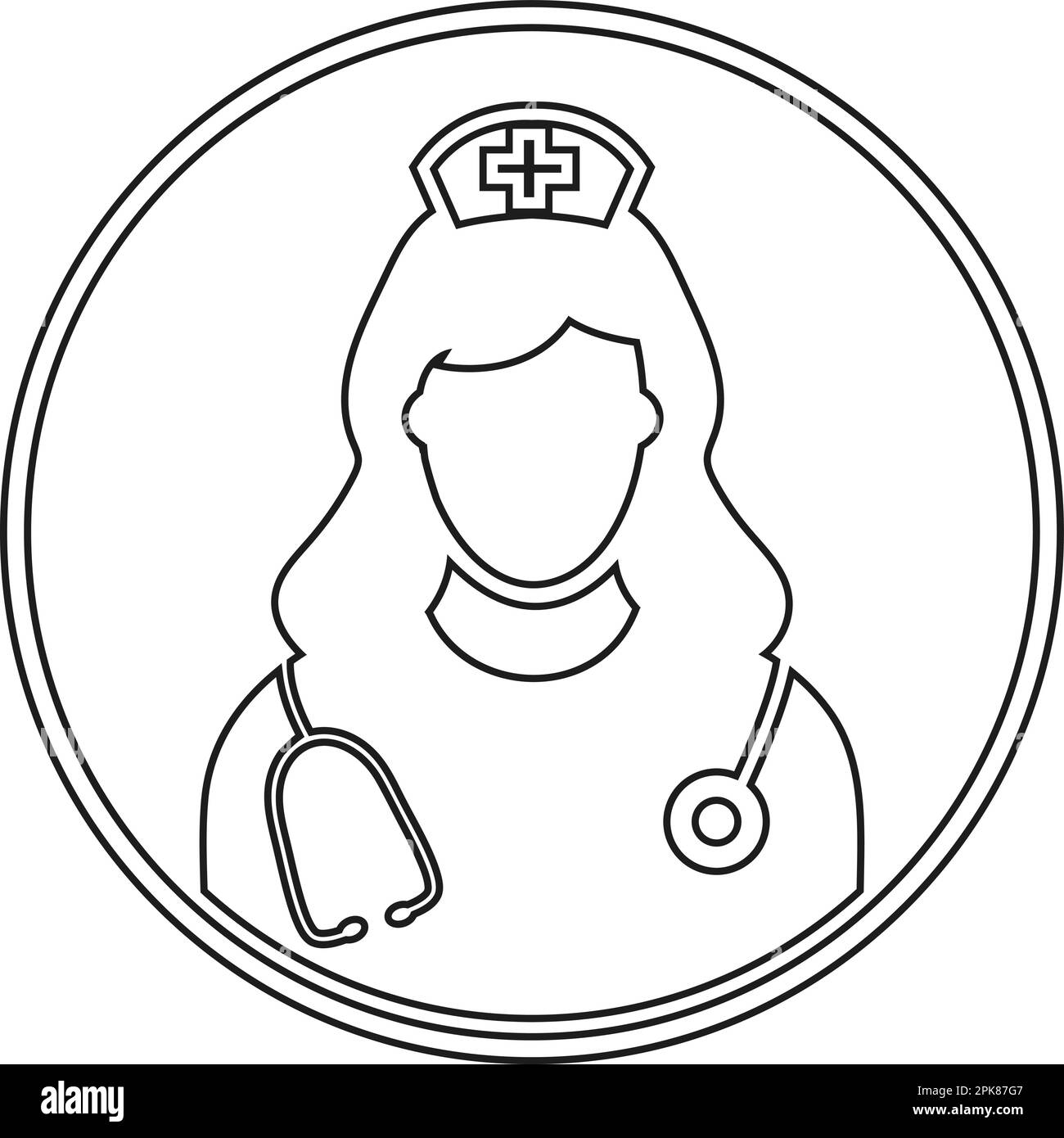 Nurse Profile Line Icon With Circle Shape Stock Vector Image And Art Alamy