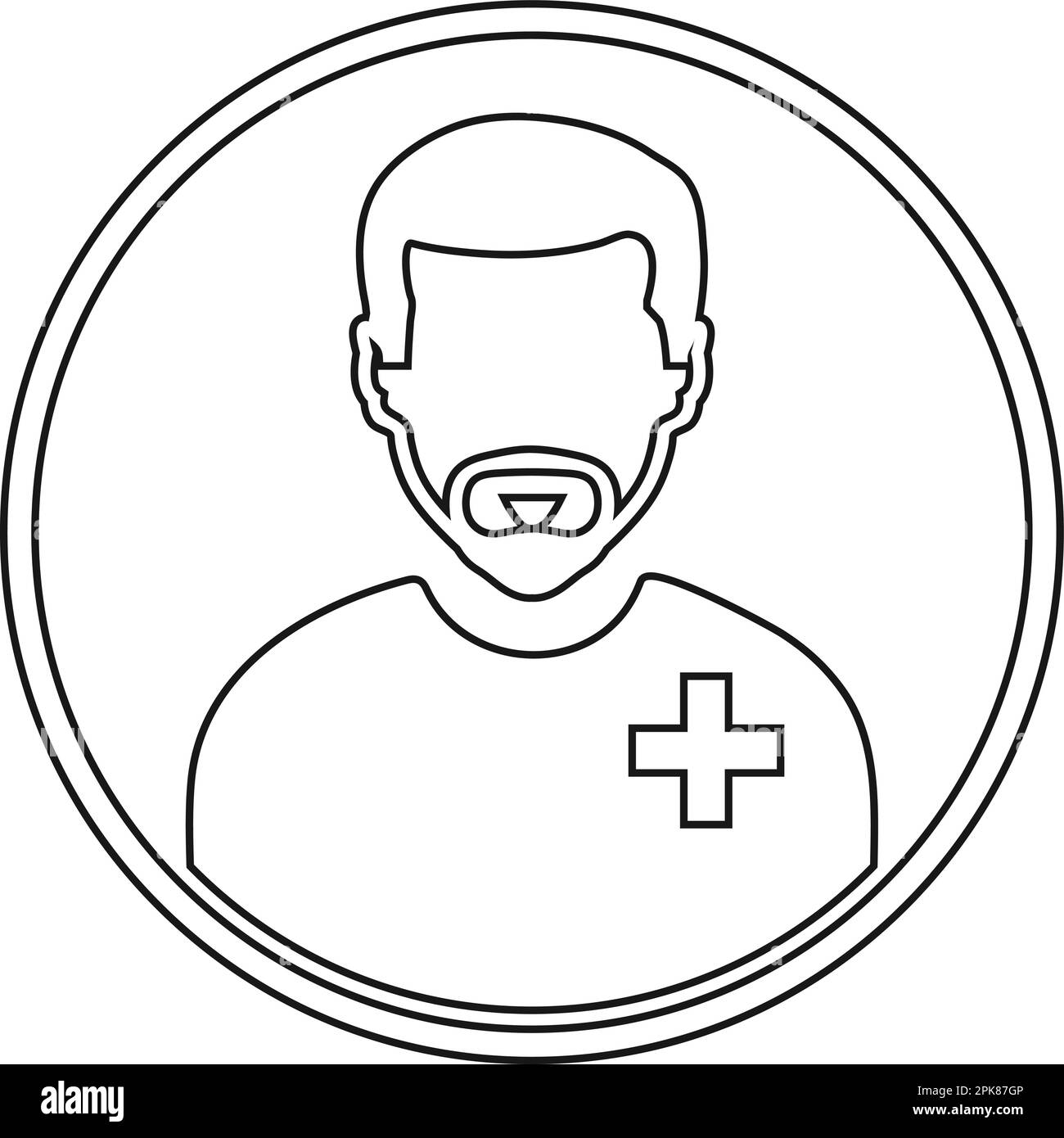 Male Patient Profile Line Icon With Circle Shape Stock Vector Image And Art Alamy