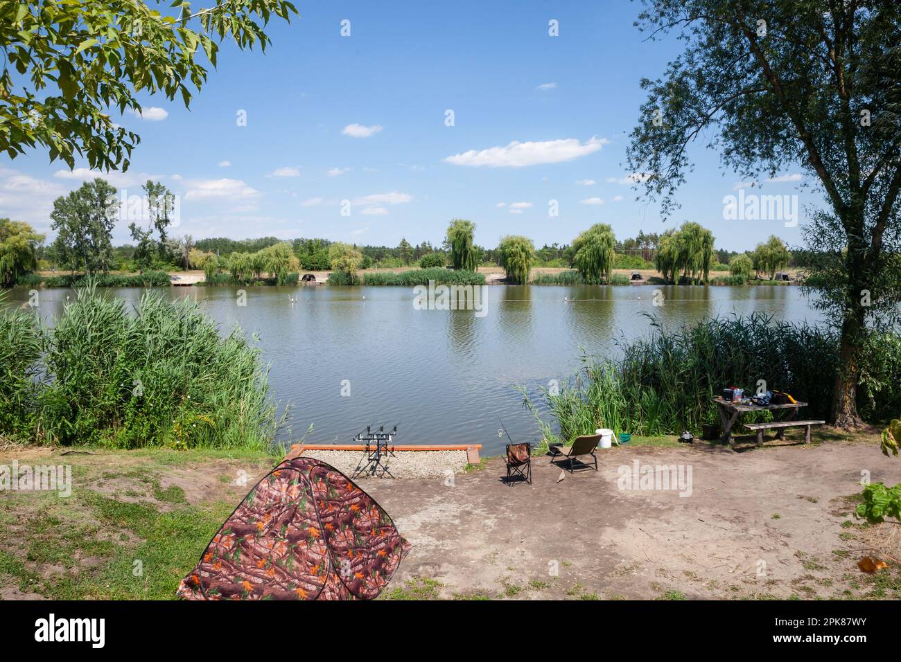 Picture of the panorama of lake tresetiste in Subotica, Serbia, during ...