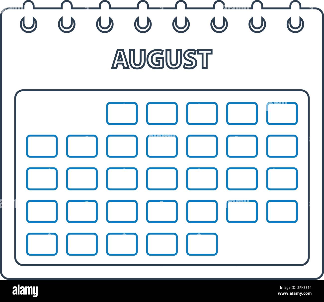 August Calendar line Icon. Editable vector EPS Stock Vector Image & Art ...