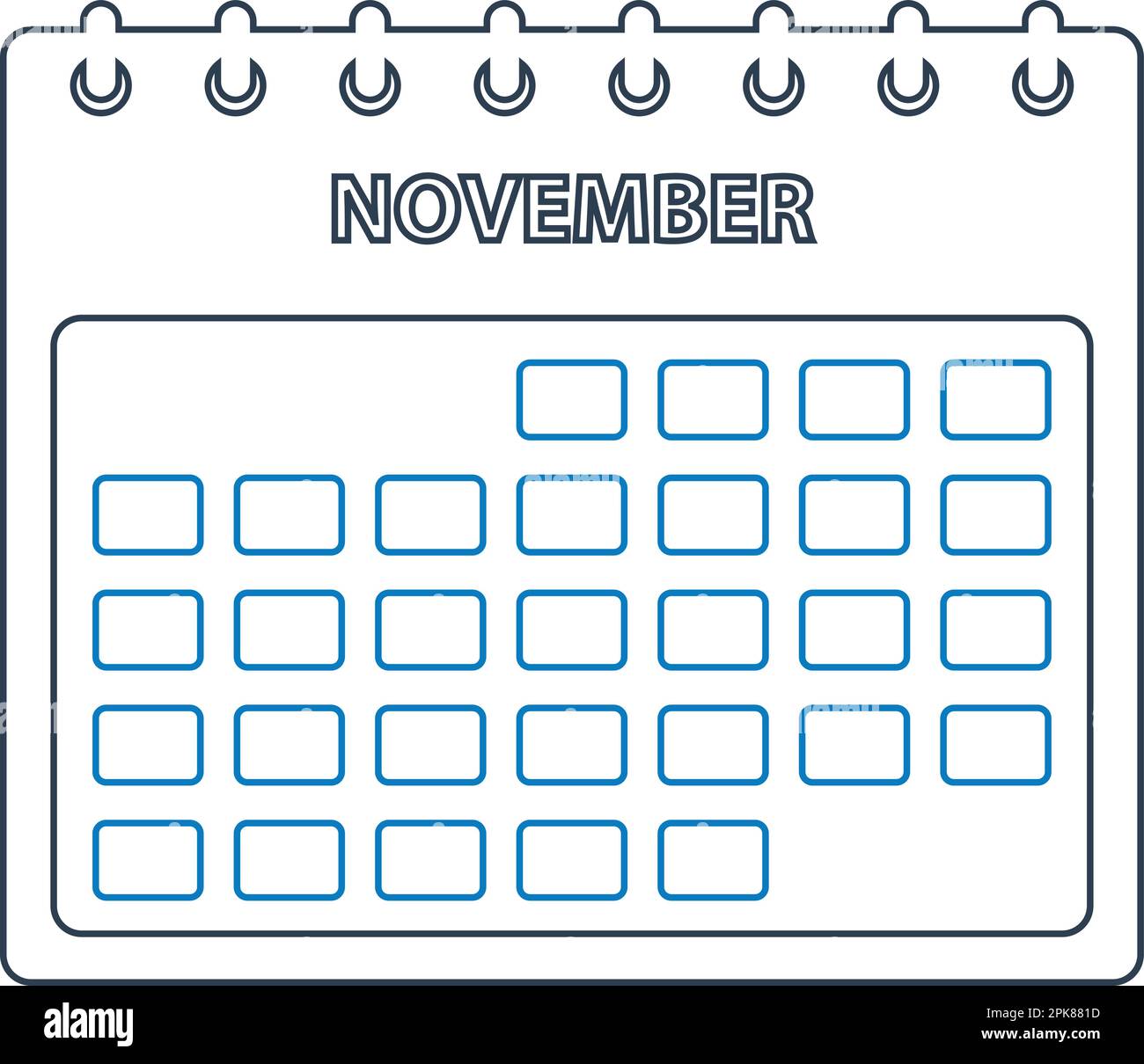 Calendar icon november symbol flat Cut Out Stock Images & Pictures - Alamy