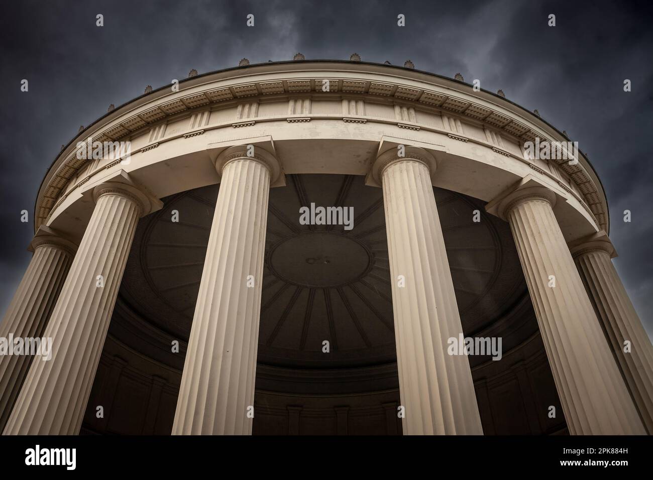 Picture of the elisenbrunnen pavilion with a focus on its columns.The ...