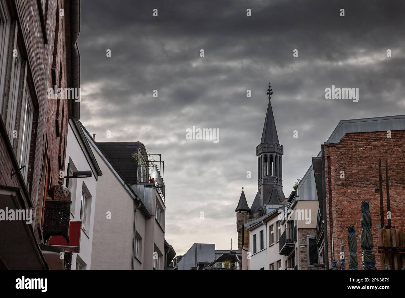 Picture of facades of residential building, with a vintage german ...